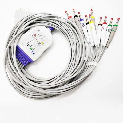 China Compatible GE 10 lead EKG machine cable banana IEC 10K resistor 3.6M for sale