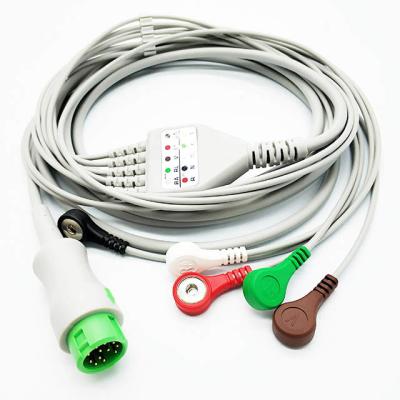 China 5 Leads Snap AHA ECG Cables And Leadwires TPU Mindray Datascope Compatible for sale