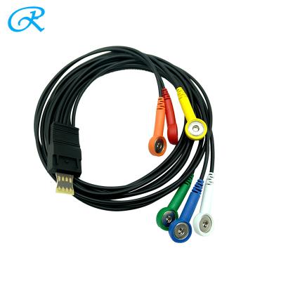 China 60cm 90cm, 6 Lead black  Holter ECG Cable, Snap,  Schiller MT101 / MT102 Compatible, China Medical for sale