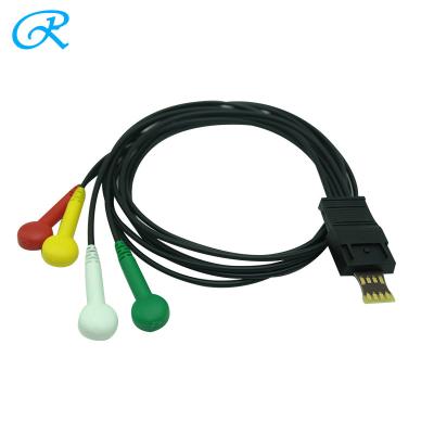 China Black 4 Lead Schiller Holter Ecg Cable, Schiller Ekg Machine Parts For Hospital for sale