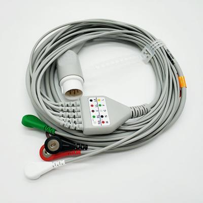 China 5 Leadwires 8 Pin Snap AHA PH Connector ECG Cables for sale