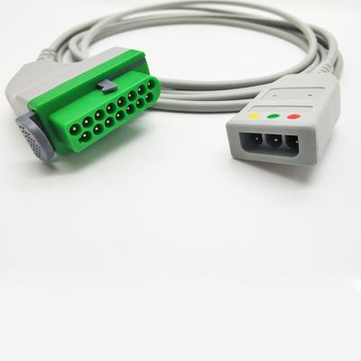 China Fukuda Denshi 15 Pin ECG Trunk Cable to Mindray 3 Leadwires for sale