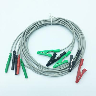 China Reusable DIN3 5 Lead Clip ECG Cable Green Black Red for sale