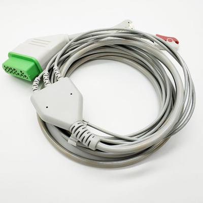 China AHA Standard Nihon Kohden Reusable ECG Cables With 3 Leadwires for sale