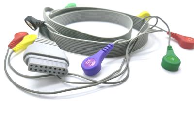 China Edan SE-2003&SE-2012 Grey 5 7 10 Leads IEC/AHA Snap/Clip Holter ECG Wires With Snap for sale