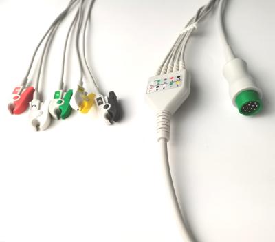China A5 A8 IEC ECG Lead Wires Biolight With 5 Clip Encrypted Chip for sale