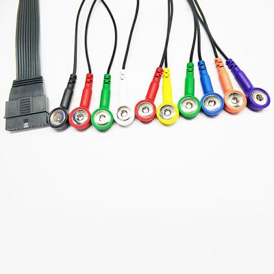 China IEC AHA Clip Snap ECG Patient Cable Holter 10 Lead 1m For Schiller MS-12 for sale