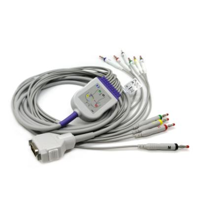 China Banana4.0 10 Lead Ecg Cable EKG Cable TPU Gray Color No Resistance for sale