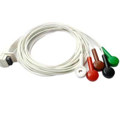 China Mortara H3 5 Leads Holter ECG Cable White TPU Jacket 0.9m GB/T18830 Standard for sale