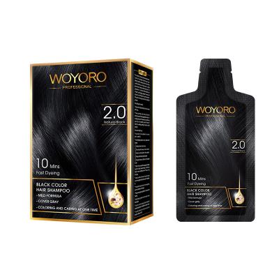 China WOYORO 100% Grey Hair Color Shampoo Natural Plant Formula 10ml x 2 Sachet for Home Use for sale