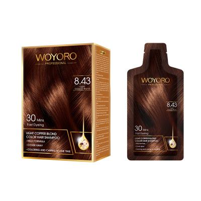 China Mild Plant Formula Hair Color Shampoo Low Ammonia 15ml Fast Dyeing Black Hair Dye Shampoo for sale