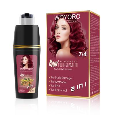 China Permanent Hair Color Shampoo 320ml Red for Grey Hair Adult Plant Essence for sale