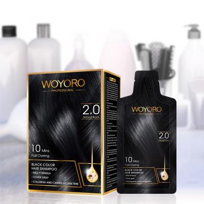 China WOYORO Low Ammonia Hair Color Shampoo 30ml Sachet Private Label OEM GMPC for sale