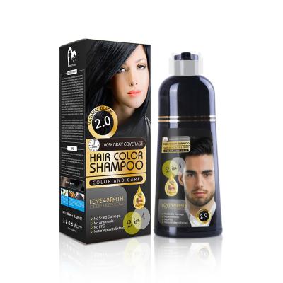 China Ammonia Free No PPD Natural Hair Color Shampoo 200ml Herbal Extracts Gray Coverage for sale