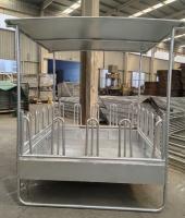 China Heavy Duty Stainless Square Horse Bale Hay Feeder Rack with Roof for sale