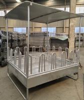 China Heavy Duty Stainless Square Horse Bale Hay Feeder Rack with Roof for sale
