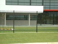 China Powder coated Black 1.8x2.0m Steel Tubular Fencing With Crimp Top for sale