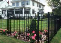 China Decorative Wrought Iron Fence Panels , H2.1m 3 Rail Metal Fence for sale