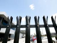 China ISO9001 Steel Palisade Fencing , Splayed Top 8 Ft High Privacy Fence for sale