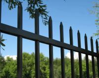 China 2.4m Width By 2.1m High Wrought Iron Steel Fence Security Pipe for sale