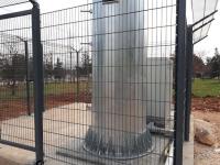 China 3D Triangle Bend Metal 10ft Wide Tower Fencing Rust Resistant For Security for sale