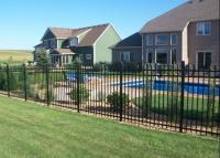 China CE PVC Coated Flat Top Iron Fence , 4ft High Outdoor Pool Fence for sale