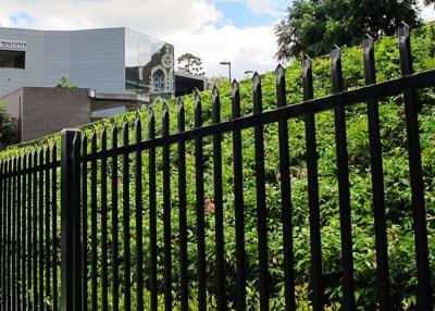 China Black 2.4m Wrought Iron Fence Panel Steel Metal Picket Ornamental for sale