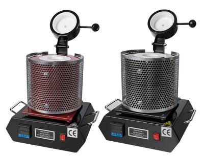 China Mini 1150C 2kg Gold Melting Furnace 1.8KW Silver Melter with Graphite Crucible for sale