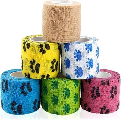 China Wholesale Self-Adhesive Nonwoven Elastic Vet Wrap Dog Paw Bandage Vetraps Cohesive Bandage for sale