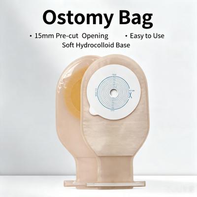 China One-Piece Adhesive Ostomy Bag Open-End Drainable Colostomy Pouch Disposable Stoma Care Fecal Bag CE Certified Class I Adult for sale