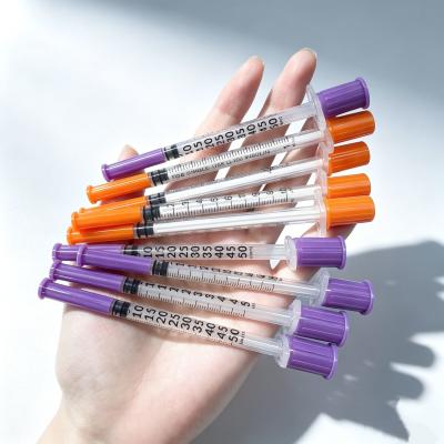China Disposable Insulin Syringe 0.5cc 1cc  Medical Etral Thin Wall Insulin Syringes with Customized Color for sale