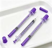 China Disposable Insulin Syringe 0.5cc 1cc  Medical Etral Thin Wall Insulin Syringes with Customized Color for sale
