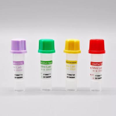 China Heparin Vacuum Micro Blood Collection Tube 0.5ml PP 8*45mm For Single Use for sale