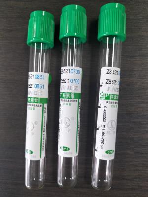 China Green Cap 2ml-10ml Sodium Heparin Tube For Medical Blood Collection Test Tube for sale