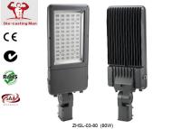 China SMD 80W LED Street Light Fixtures with Tempering Glass Diffuser 85V - 265V AC for sale