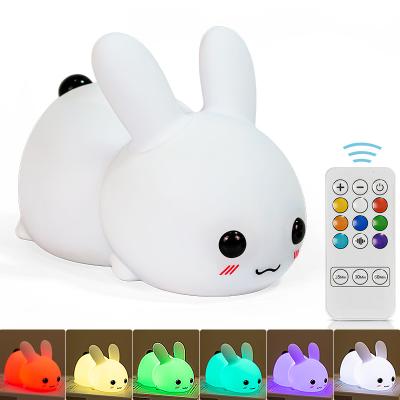 China Rechargeable Rabbit Silicone Night Light with 7 Color Modes and Adjustable Brightness - 60pcs Carton Capacity for sale