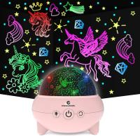 China ROHS Unicorn Starry Night Light Projector with 9 Lighting Modes and 360° Rotation for Girls Bedrooms for sale