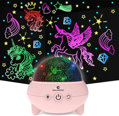 China ROHS Unicorn Starry Night Light Projector with 9 Lighting Modes and 360° Rotation for Girls Bedrooms for sale