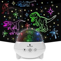 China Multicolor Rotatable Dinosaur Projector Lamp with 9 Lighting Modes, 360° Rotation, and 120×120×125mm Size for sale