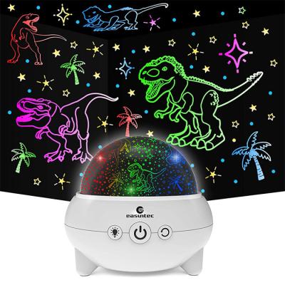 China Multicolor Rotatable Dinosaur Projector Lamp with 9 Lighting Modes, 360° Rotation, and 120×120×125mm Size for sale