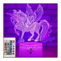 China 3D Unicorn Night Light with 16 Color LED Effects, Remote Control, and 190x200mm Dimensions for sale