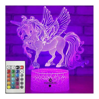 China 3D Unicorn Night Light with 16 Color LED Effects, Remote Control, and 190x200mm Dimensions for sale