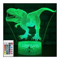 China USB Portable 3D Dinosaur Night Light with 16 Colors Remote Control - 190×200mm Acrylic Panel, 5V Power for sale
