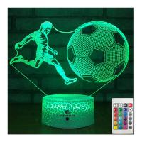 China OEM Soccer LED 3D Illusion Night Light with 16 Colors Dimmable Control 5V 1A 3W for sale