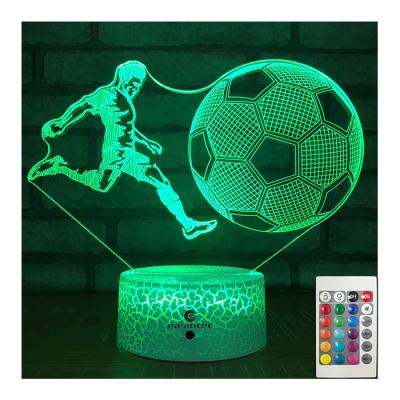 China OEM Soccer LED 3D Illusion Night Light with 16 Colors Dimmable Control 5V 1A 3W for sale