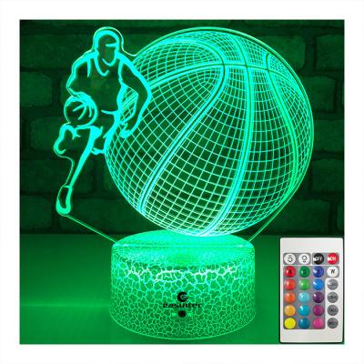 China 5V Basketball 3D Illusion Lamp with 16 Color LED Lighting and Remote Control - 190×200mm Acrylic Night Light for sale