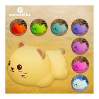 China Rechargeable Silicone LED Night Light with 7 Colors & Warm Mode, 106×78.5×140mm Cat Design for Kids for sale
