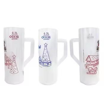 China 200ml Plastic German Beer Steins With Handle PS Material Stein Mugs 142mm Height for sale