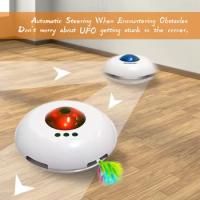China Customized Logo Interactive Automated Cat Toys UFO With Feather Auto Shutdown for sale