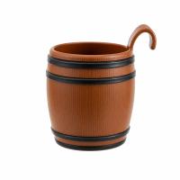 China 25ml 50ml Whiskey Barrel Shaped Shot Glasses Wooden Grain Finish Unique Designs for sale